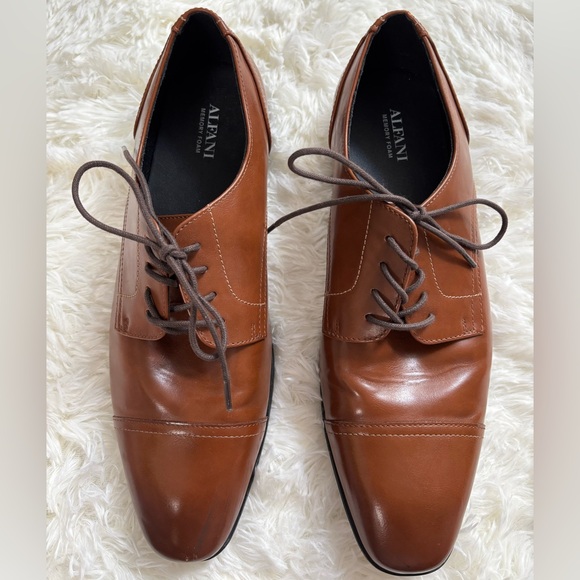 Alfani | Shoes | Alfani Brown Leather Oxford Shoes With Cap Toe | Poshmark